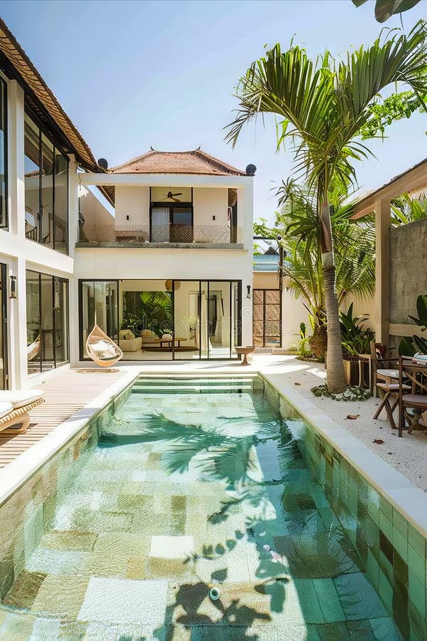 A Large Pool in the Middle of a House Stock Photo - Image of property ...