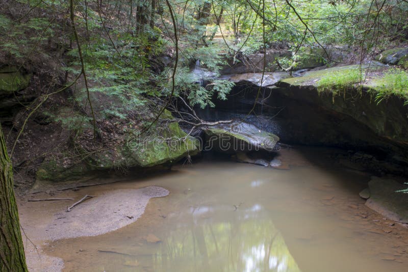 Large Pool of Water at Base of Cliff Stock Photo - Image of curtain ...