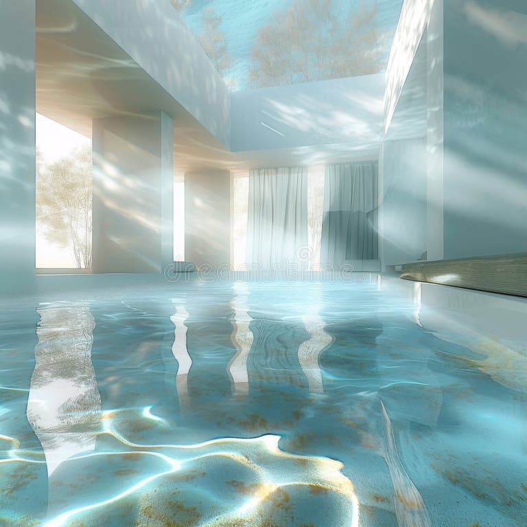 A Large Pool of Water with a Blue and White Color Scheme Stock ...