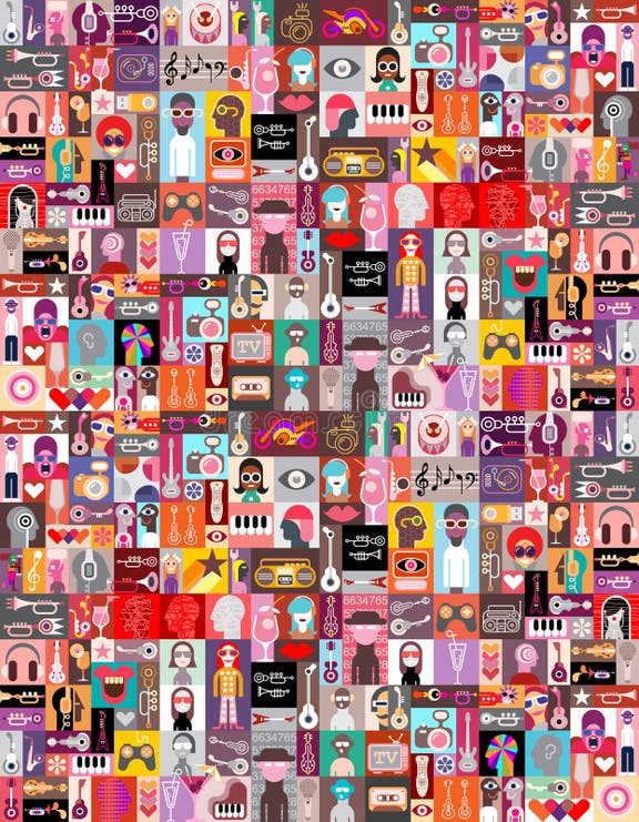 Random Objects Collage Stock Illustrations – 690 Random Objects Collage ...