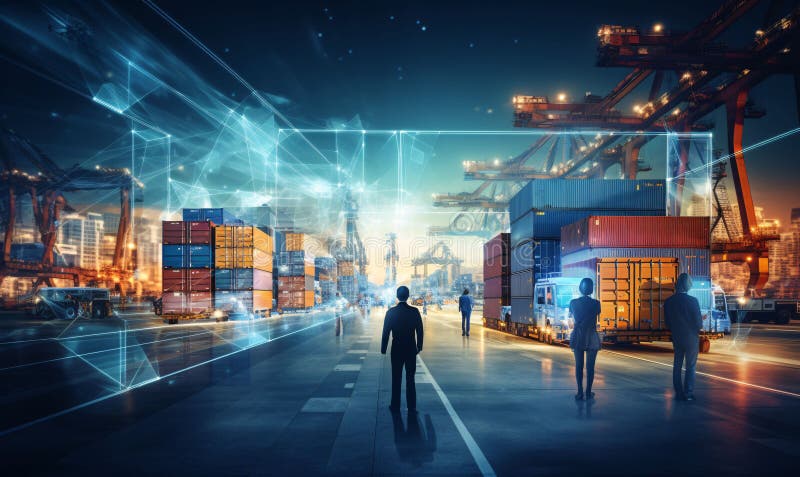 A Large Port with Container Cargo Distribution, Smart Logistics and the ...