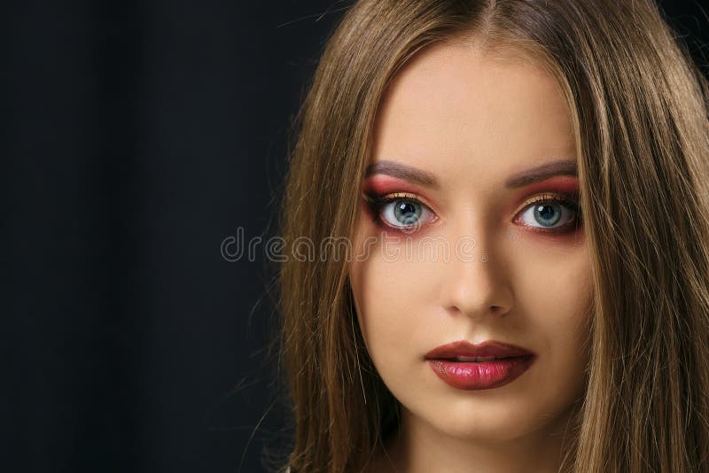 A Large Portrait of a Beautiful White Girl. Stock Image - Image of ...
