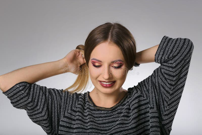 A Large Portrait of a Beautiful White Girl. Stock Image - Image of ...