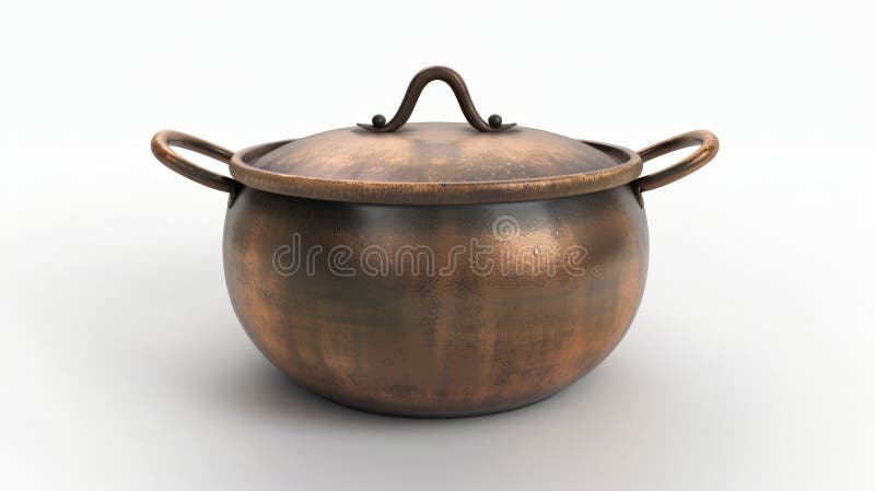 Large Pot with Handle on White Surface Stock Photo - Image of houseware ...