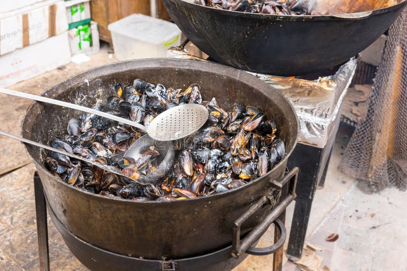 Large Pot of Hot Steaming Mussels Stock Image - Image of appetizer ...