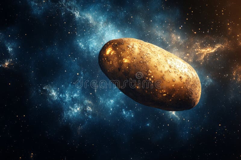 Large Potato Floats in the Vast Expanse of Deep Space, Surrounded by ...
