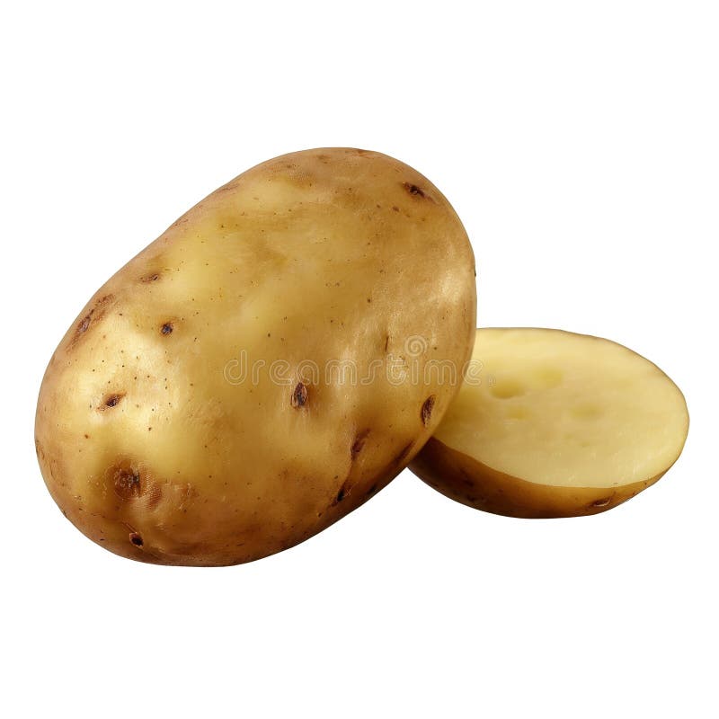 A Large Potato with a Small Piece Missing. Isolated on Transparent ...