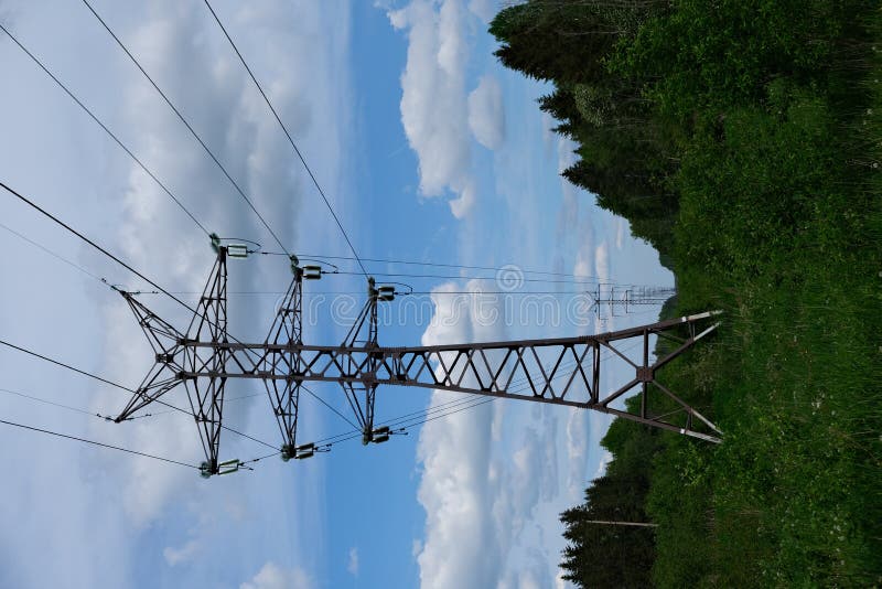 Large Power Line Support for High Voltage Electrical Wires Stock Photo ...