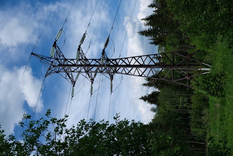 Large Power Line Support for High Voltage Electrical Wires Stock Image ...