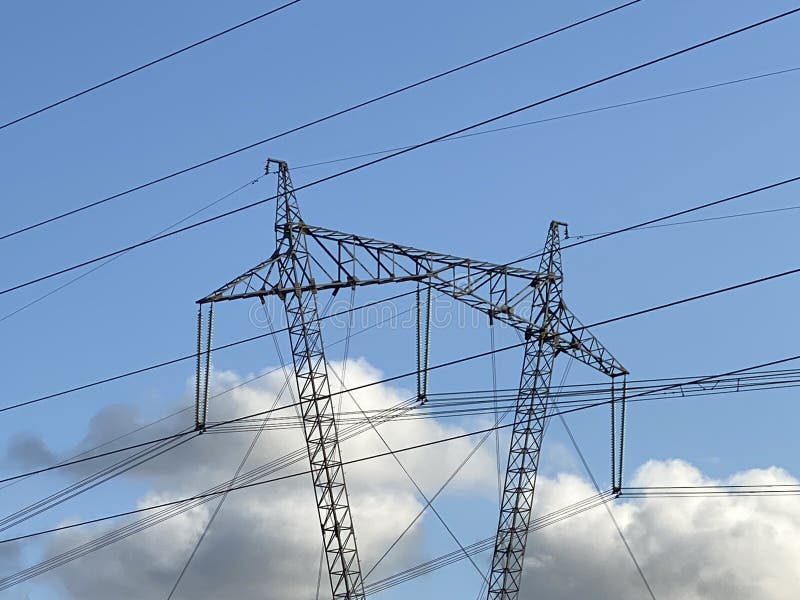 Large Power Line Support for High Voltage Electrical Wires Stock Image ...