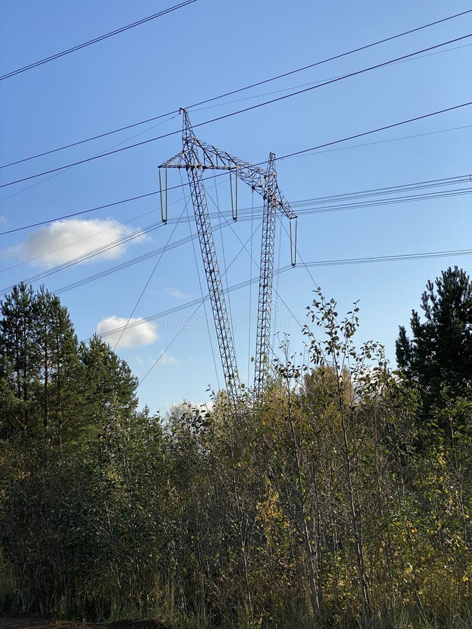 Large Power Line Support for High Voltage Electrical Wires Stock Photo ...