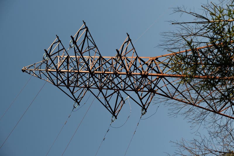 Large Power Line Support for High Voltage Electrical Wires Stock Image ...