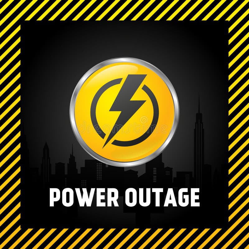 Large Power Off Button, Warning Poster in Yellow and Black. 3D Style ...