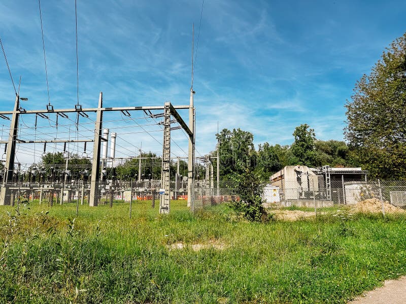 Large Power Station with a Fence Around it Stock Image - Image of ...