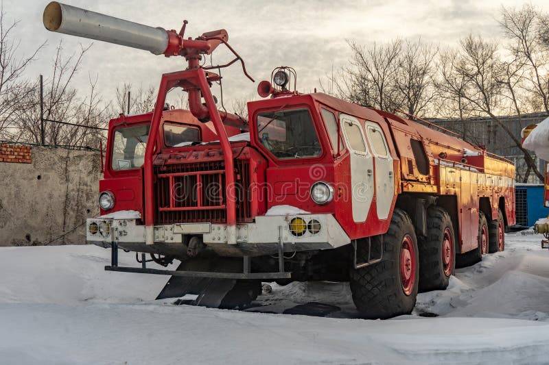 Large and Powerful Airfield Fire Truck Stock Photo - Image of emergency ...