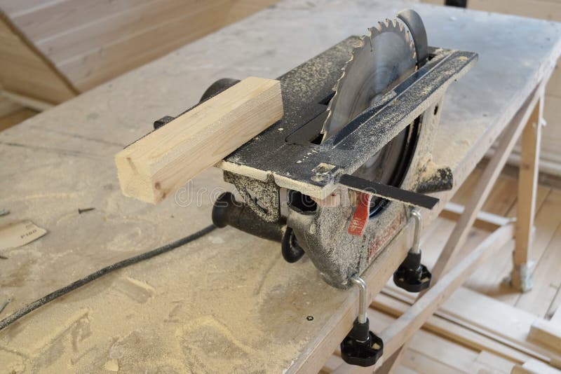 Large Circular Saw with a Table Stock Image - Image of electro, metal ...