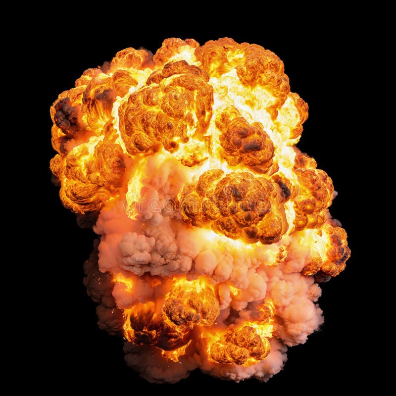 Large Powerful Incendiary Orange Fireball Explosion Isolated on ...