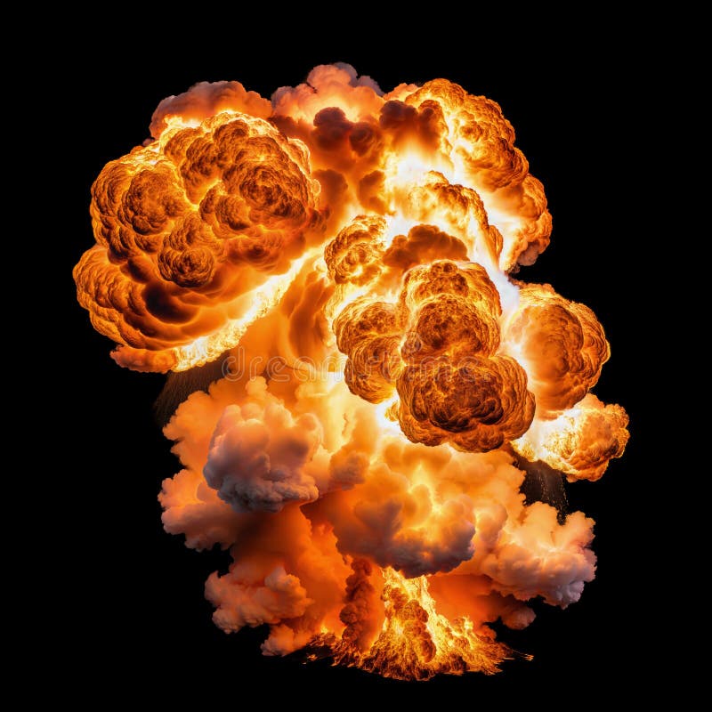 Large Powerful Incendiary Orange Fireball Explosion Isolated on ...