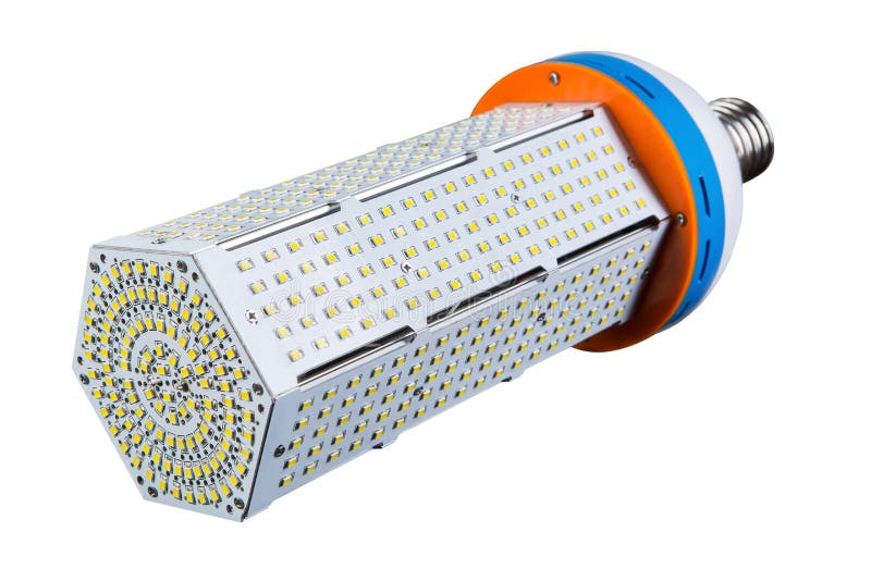 Large Powerful LED Lamp Lying on Its Side, Many LEDs, on White ...