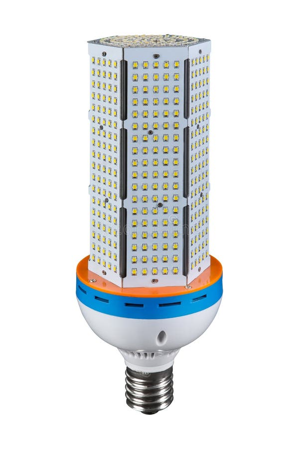 Large Powerful LED Lamp in Vertical Position, Many LEDs, on White ...