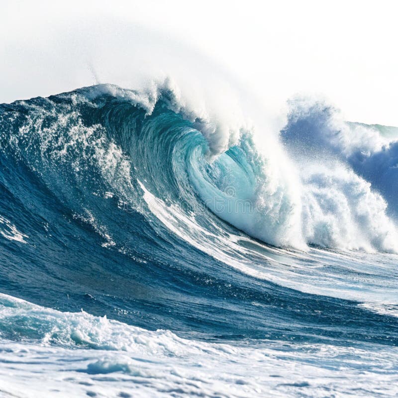Large Powerful Ocean Waves Rise and Crash Isolated on Transparent ...