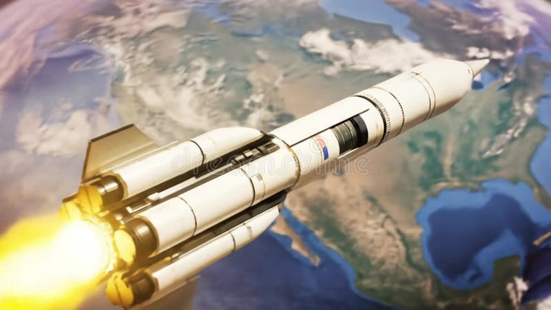 Large Powerful Rocket Boosting into Space Above Earth S Atmosphere ...