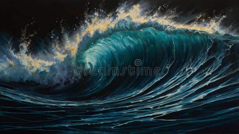 A Large Powerful Wave Crests in a Dramatic Display of Natures Power ...