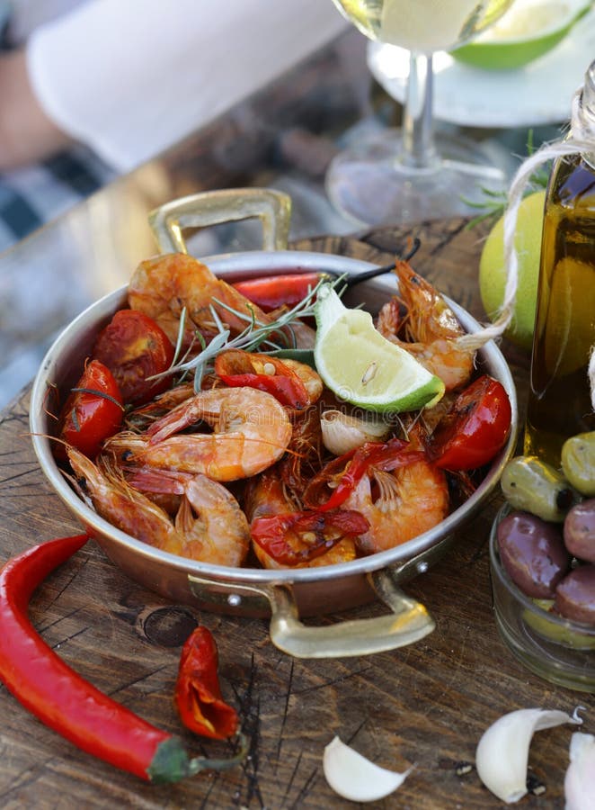 Large Prawns Fried in a Pan Stock Image - Image of cooking, prawns ...
