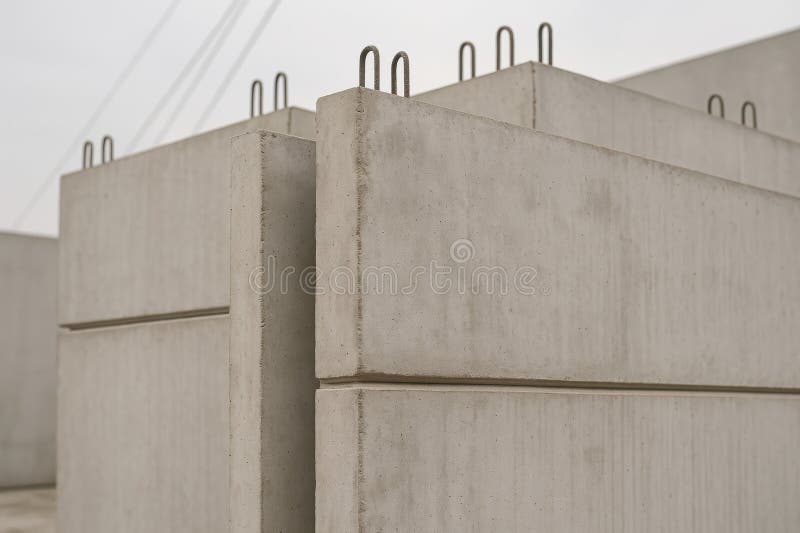 Large Precast Concrete Wall Panels Stacked Outdoors for Construction ...