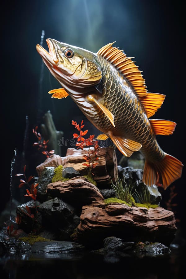 Large Predatory Freshwater Fish Underwater in Lake Close-up Stock Photo ...