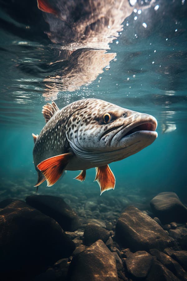 Large Predatory Freshwater Fish Underwater in Lake Close-up Stock Image ...