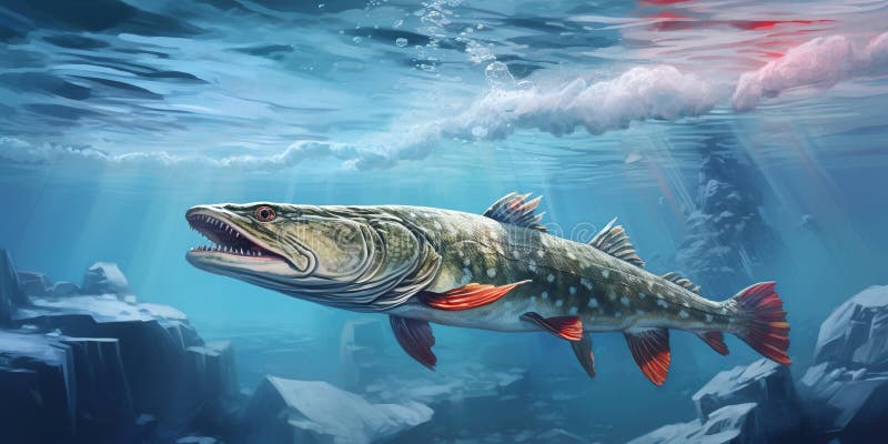 Large Predatory Freshwater Fish Underwater in Lake Close-up Stock Image ...