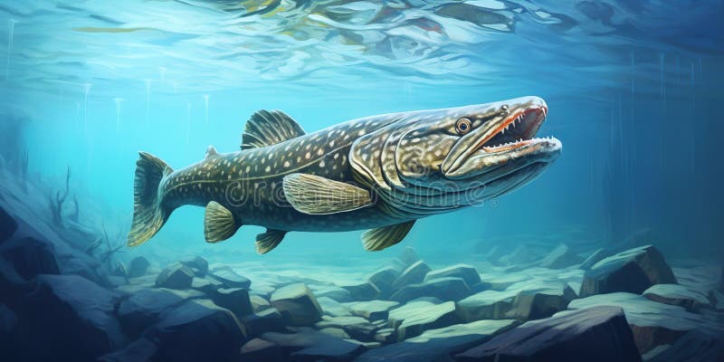 Large Predatory Freshwater Fish Underwater in River Stock Image - Image ...