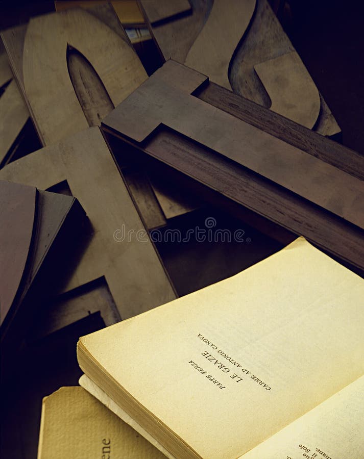 Typography, Fonts, Movable Type, Wood and Old Pages Stock Image - Image ...