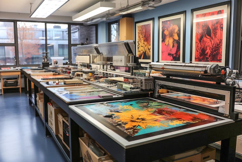 Large Printers in a Factory. Printing Industry Machines Stock ...