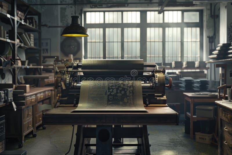 A Large Printing Machine in an Open-plan Office Space with Desks and ...