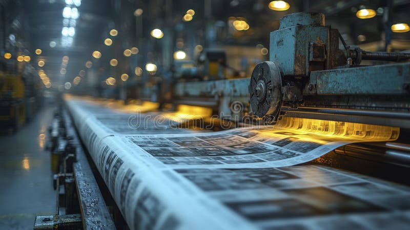 Large Printing Press Producing Newspapers Efficiently Stock ...