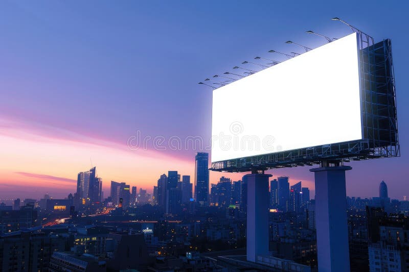 A Large, Pristine White Billboard Mounted on a Sleek Modern Skyscraper ...