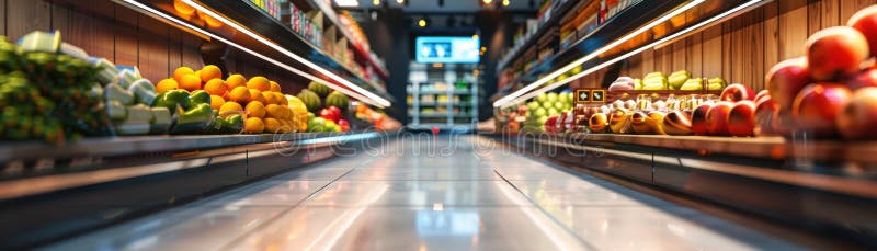 A Large Produce Section in a Grocery Store Stock Image - Image of green ...