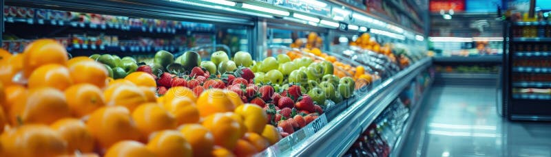 A Large Produce Section in a Grocery Store Stock Image - Image of ...