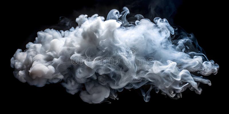 Large Puff of Smoke Isolated on Black Background Stock Illustration ...