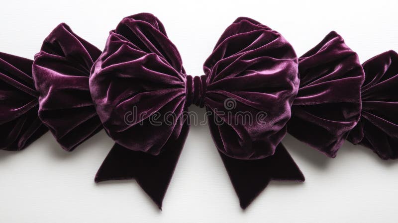 A Large Purple Velvet Bow Decorates a White Background Stock ...