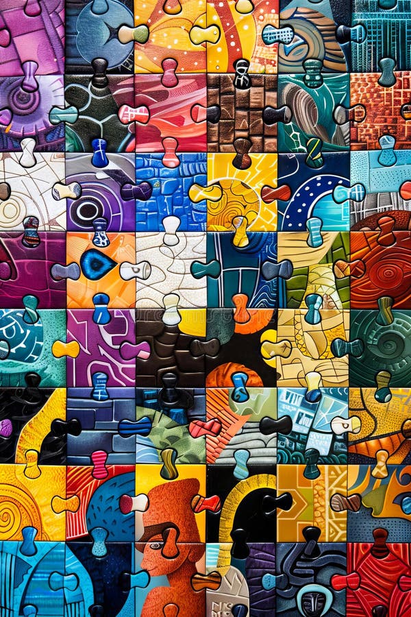 A Large Puzzle with Many Different Pieces Stock Photo - Image of ...