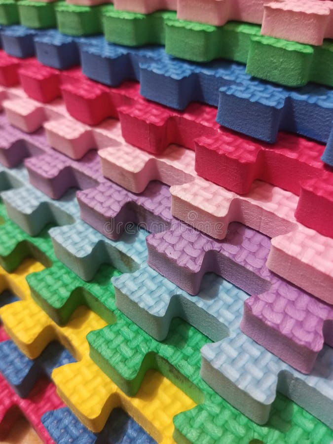 A Large Puzzle Stack Made of Colorful Rubber As an Educational Toy for ...