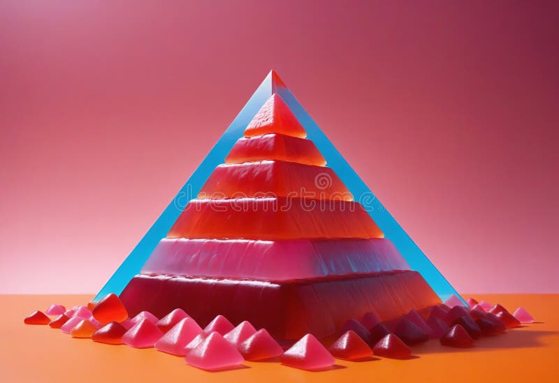 A Large Pyramid-shaped Stack of Various Pink and Red Gummy Candies ...