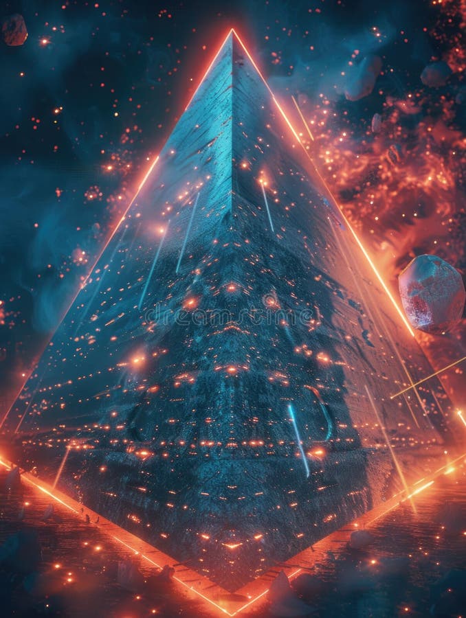 Large Pyramid in Space stock photo. Image of light, celestial - 383352342