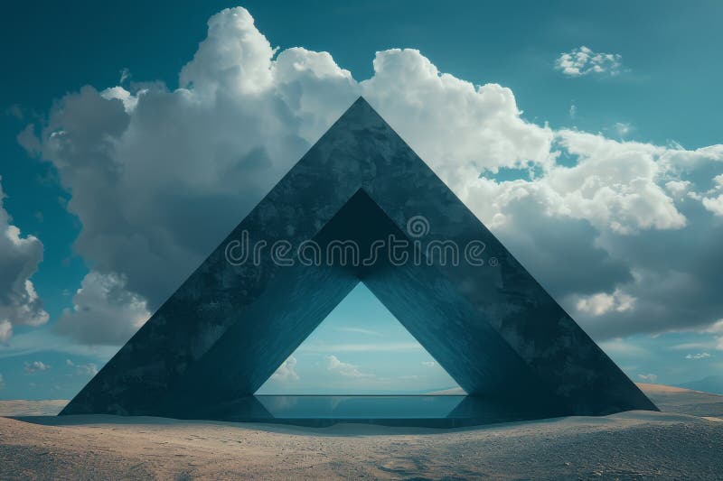 A Large Pyramid with a Triangular Entrance is Surrounded by a Cloudy ...