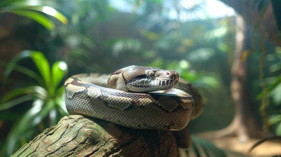 Large Python Snakes Wrapping Around Ancient Tree Trunks in the Wild ...