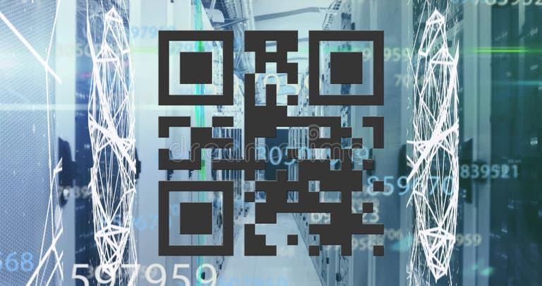 A Large QR Code is Displayed Prominently in Front of Server Room ...