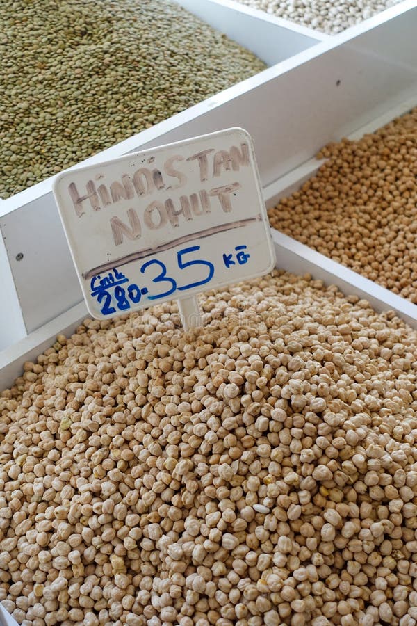 Large Quantities of Chickpeas and Price Tags for Sale in the Grain ...